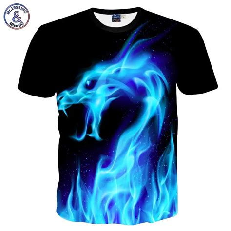 Mr1991inc Cool T Shirt Menwomen 3d Tshirt Print Blue Fire Snake Short