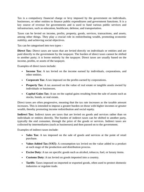 Difference Between Direct And Indirect Taxes Pdf