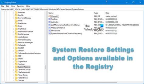 Windows System Restore Settings And Options In Registry