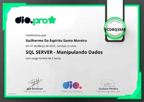 Dio Sqlserver Bancodedados Sql Tecnologia Guilherme Espírito