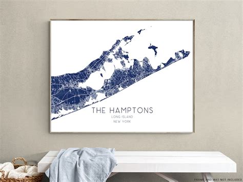 The Hamptons Map Of Hamptons Long Island New York Print Topographic