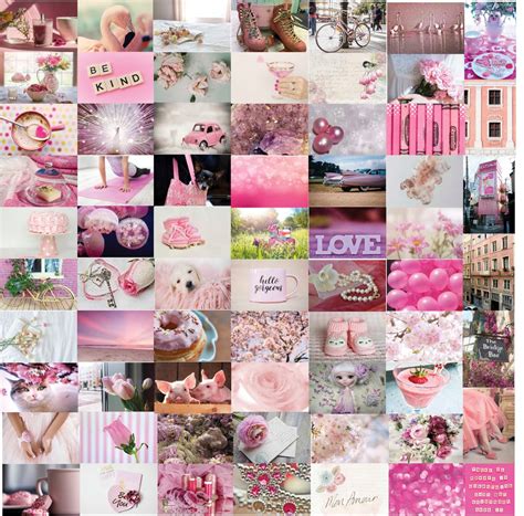 67pc Pink Collage Kit Pink Aesthetic Photo Collage Kit Pink Dorm Room