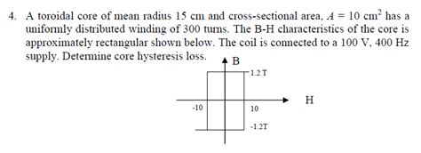 Solved 4 A Toroidal Core Of Mean Radius 15 Cm And