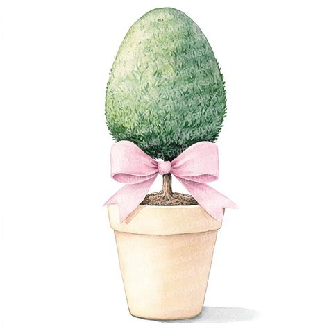 10 Easter Topiary Clipart Watercolor Clipart Bunny Topiary Clipart