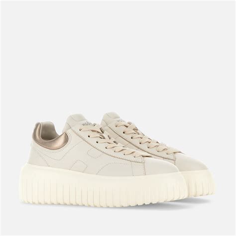 Sneakers Hogan H Stripes Ivory Gold For Woman Hxw6450fc60ku040m0gan