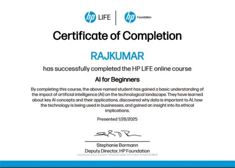 Learningneverstops Aiforbeginners Hpfoundation Upskilling Raj Kumar A