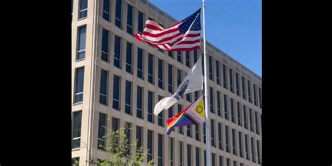 The Us Dept Of Education Is Now Flying The Progress Pirde Flag In Front Of Their Building