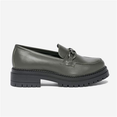 Mocassin Vert Embossé Effet Python Mocassins Slippers Femme Eram