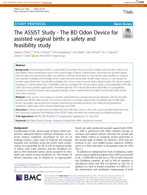 Fillable Online The Bd Odon Device For Assisted Vaginal Birth Fax Email