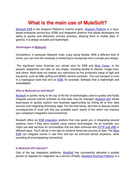 Ppt What Is The Main Use Of Mulesoft Powerpoint Presentation Free