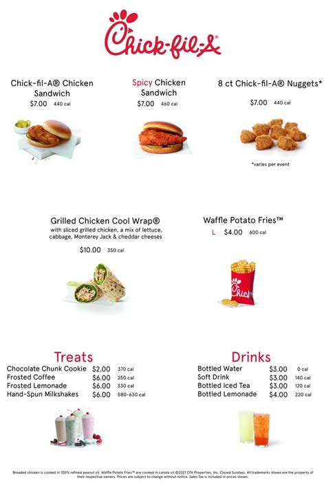 50 Chick Fil A Printable Menu 54 Chick Fil A Breakfast Menu Chick