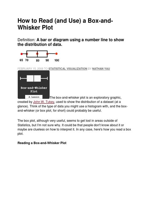 Box And Whisker Plot Pdf Median Statistical Analysis