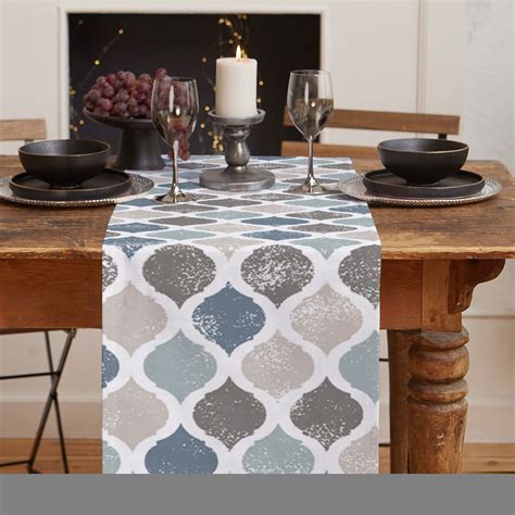Moroccan Plaid Printing Linen Table Runner For Dining Table Kitchen R