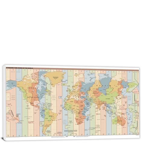 World Time Zones Map 2022 Canvas Wrap