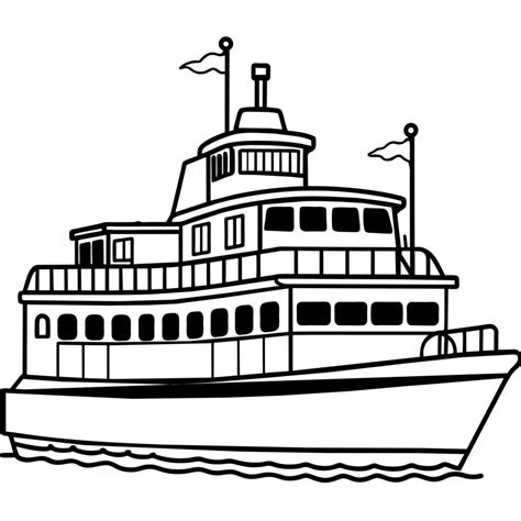 Ferry Outline Illustration Digital Coloring Book Page Line Art Drawing