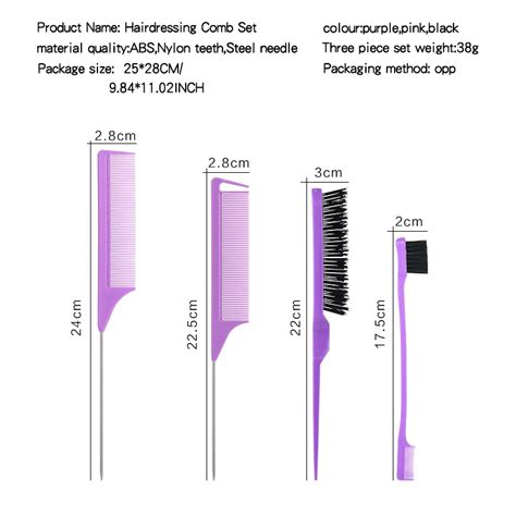 Conjunto De Pente De Cabeleireiro Com Agulha De Aço E Cauda Pente Para