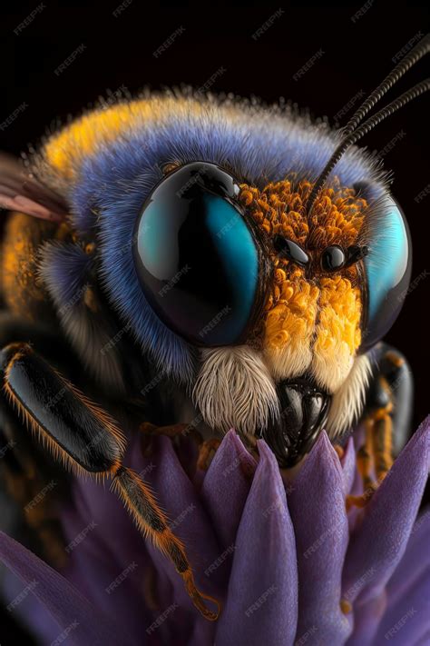 Premium Photo Fluffy Bee Superb Metallic Orchid Macrophotography