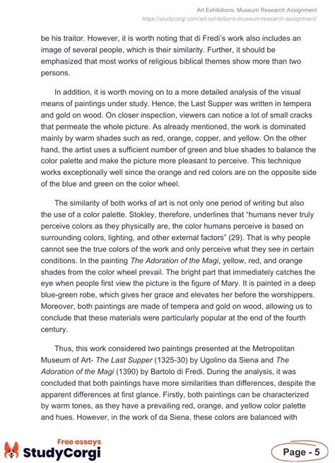 Art Exhibitions Museum Research Assignment Free Essay Example