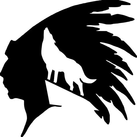 Native American Wolf Silhouette