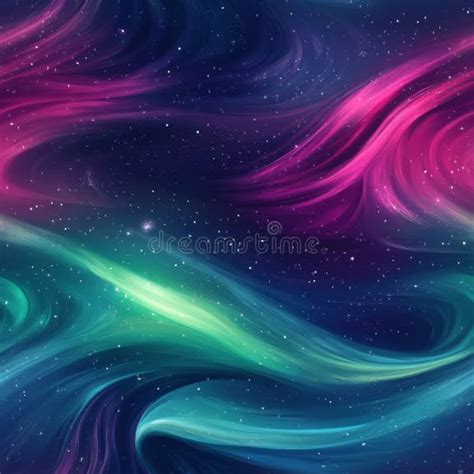 A Magical Northern Lights Pattern With Dreamy Swirling Colors In A Starry Night Sky Stock Image