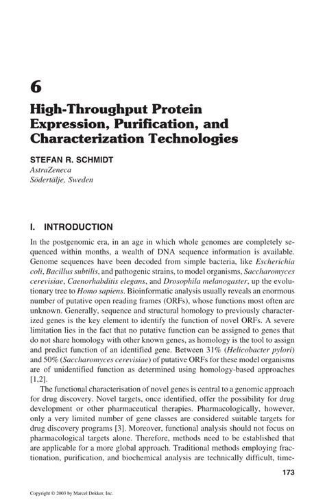Pdf High Throughput Protein Expression Purification And