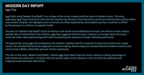Meaning Of Modern Day Ripoff By Iggy Pop The Story Behind