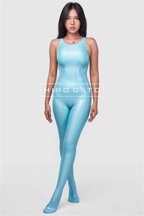 Mystique Sparkle Metallic Lycra Unitard Turquoise Hiro Gato