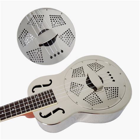 F Holes 24 Inch Concert Chrome Brass Resonator Ukulele Aiersi