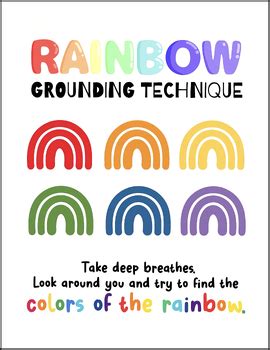 Rainbow Grounding Technique Poster Printable Mindfulness Resource By