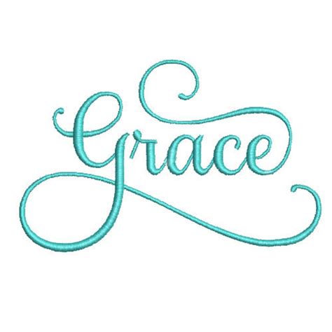 Machine Embroidery Designs Grace Script Font 96mm X 6mm Download File
