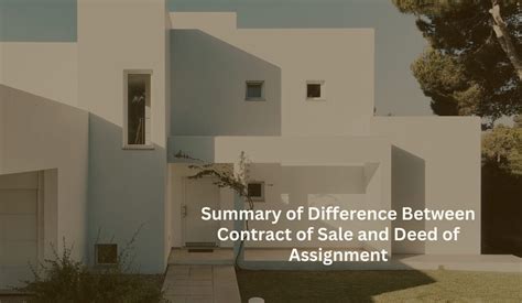 Summary Of Difference Between Contract Of Sale And Deed Of Assignment Lawcare Nigeria