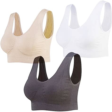 Cotton Wireless Bras For Women 3 Pack Seamless Sports Bra Wire Free Yoga Bra With Removable Pads