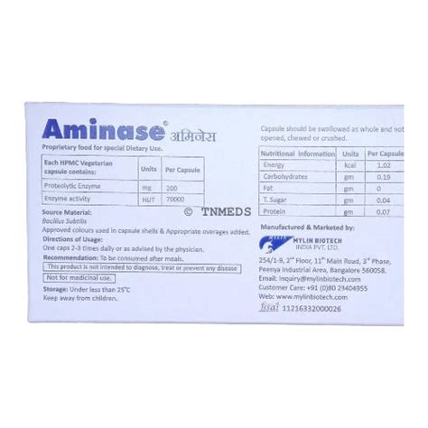 Aminase Capsules → Buy Online ★ Low Price ★ View Uses Side