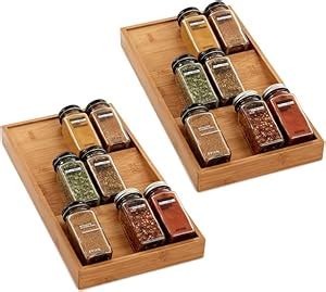 Bamboo Spice Drawer Organizer2 Pack Spice Racks Organizer