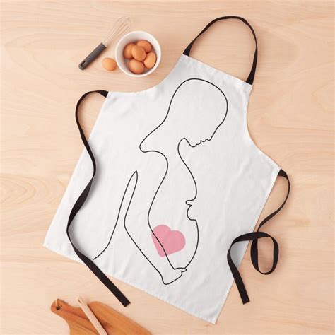 Pregnant Woman Holding Her Belly One Line Drawing Apron For Sale By Tbild