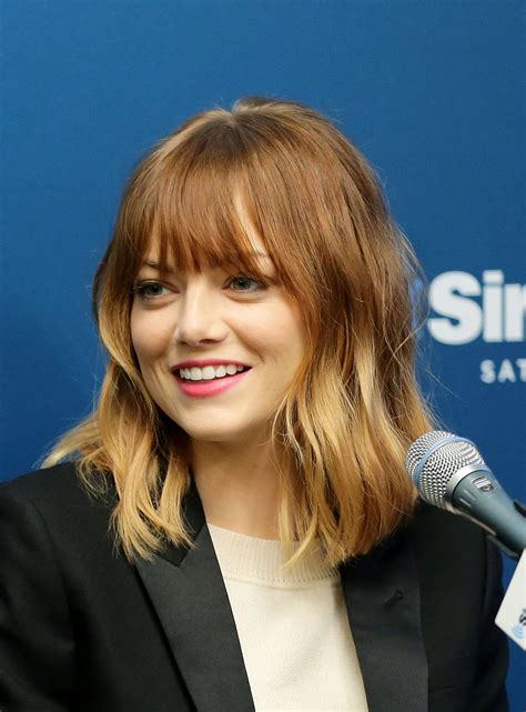 Emma Stone Gets Bangs Goes Ombré Emma Stone Hair Emma Stone Bangs