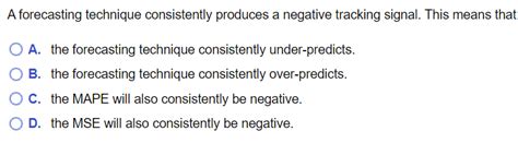 Solved A Forecasting Technique Consistently Produces A