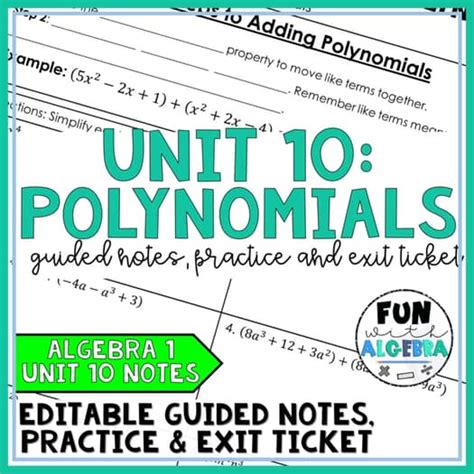 Operations With Polynomials Algebra 1 Unit 10 Full Unit By Fun With