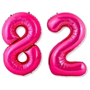 Flyloons 82 Number Pink Foil Balloon 16 Inch Size Birthday Decoration