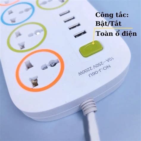 Ổ Cắm Điện Đa Năng 2500w Tích Hợp 4 Cổng Usb Thiết Kế Hiện Đại Chống