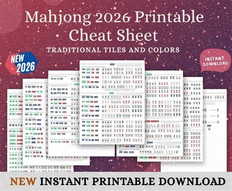Mahjong 2026 Printable Cheat Sheet Nmjl Card 2026 Hands Guide Beginner Friendly Mahjong Help