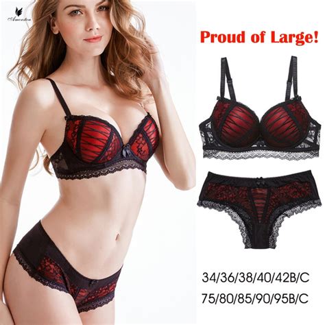 Amorston Sexy Lace Push Up Deep V Bra Panties Set With Plus Size Options Wish