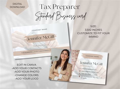 Tax Preparer Digital Business Card And Standard Business Card Bundle Tax