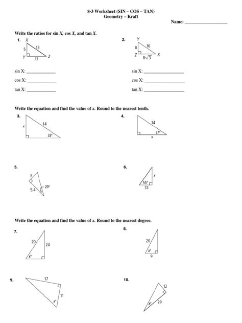 8 3 Worksheet Sin Cos Tan Pdf Worksheets Library