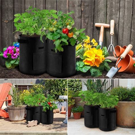 Lot De 5 Sacs De Plantation Pour Pommes De Terre Noirs 30 X 35 Cm
