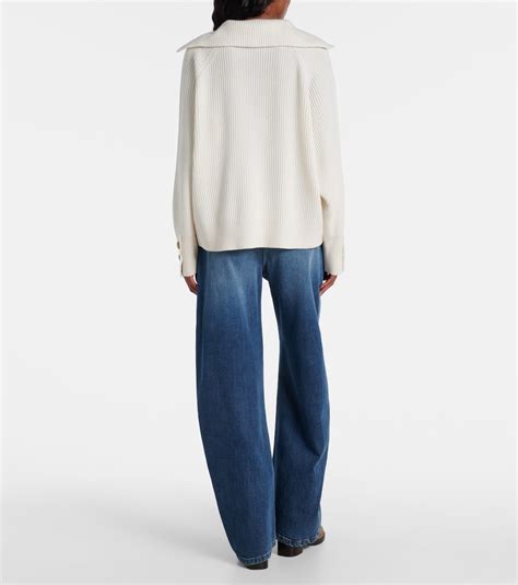 Wool Cashmere And Silk Sweater In White Brunello Cucinelli Mytheresa
