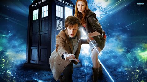 Doctor Who Hd Wallpaper The Eleventh Doctor And Amy Pond By The Tardis