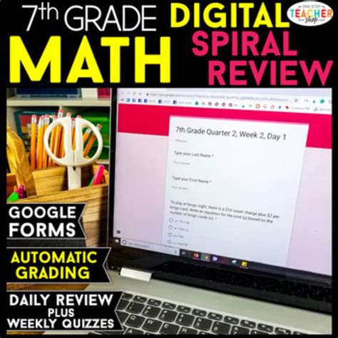 7th Grade Math Spiral Review Math Homework Or Warm Ups Digital And Print