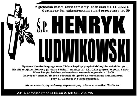 Śp Henryk Ludwikowski Nekrolog