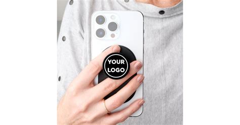 Custom Business Logo On Black Popsocket Zazzle
